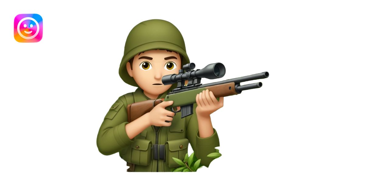 person sninping aiming with a long sniper in a big bush emoji | AI ...