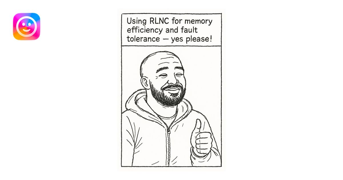 Drakeposting meme, bottom panel, Drake approving Optimum with RLNC ...