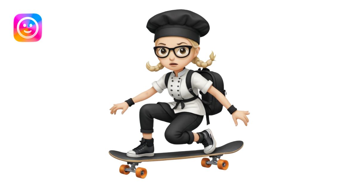 ["An angry woman with light skin, ponytail, wearing a chef hat and ...