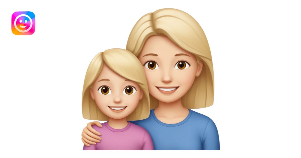 Children girl with mama same person emoji | AI Emoji Generator