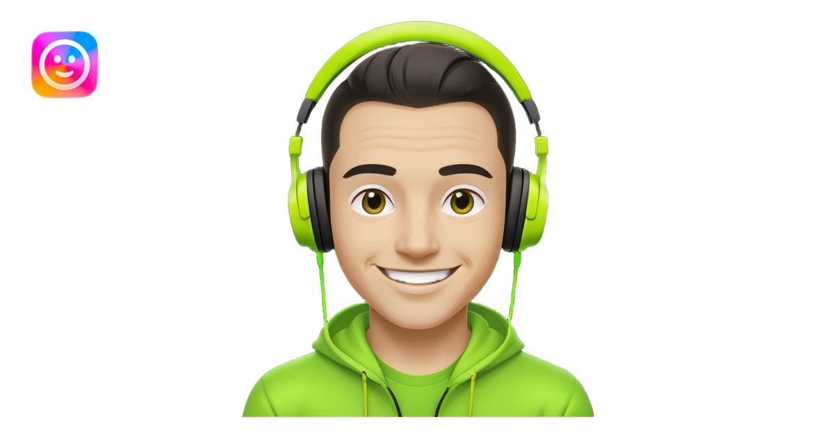 yellow-skinned guy head with slicked back black undercut hair and neon ...