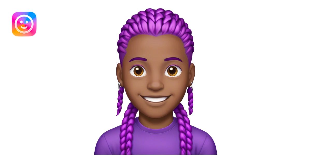 smiling black boy with purple cornrow hair emoji | AI Emoji Generator