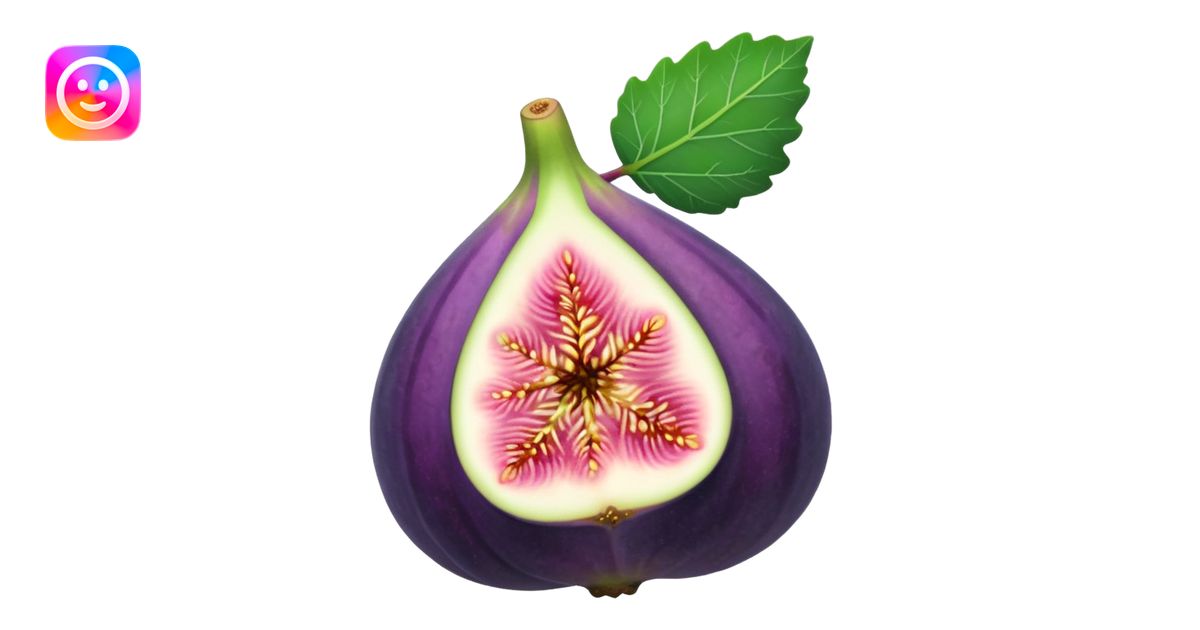 Please create a emoji of a single half of a fig with one small leaf ...