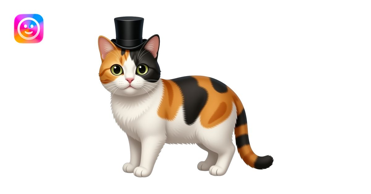 Calico Cat with a top hat emoji | AI Emoji Generator
