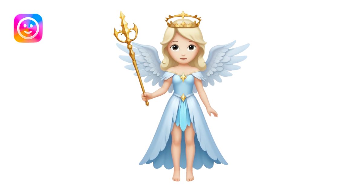 Angel Queen silhouette with wings and wand emoji | AI Emoji Generator