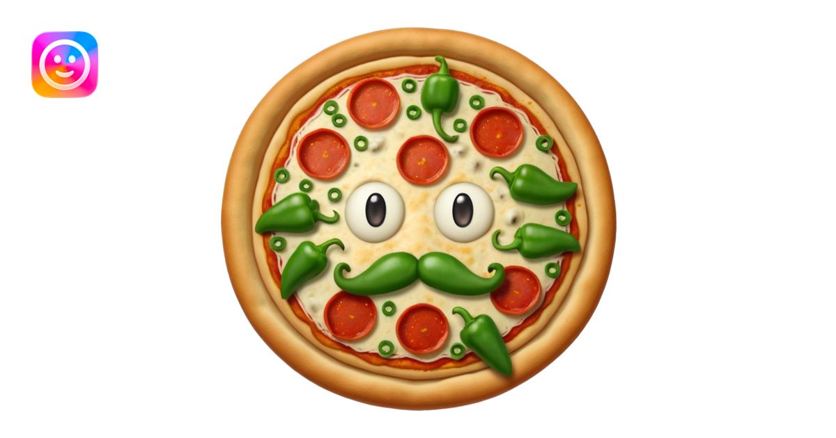 Complete Pizza with two red pepperoni eyes, a mushroom nose, and a ...