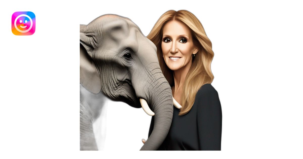 Céline dion with elephant emoji | AI Emoji Generator