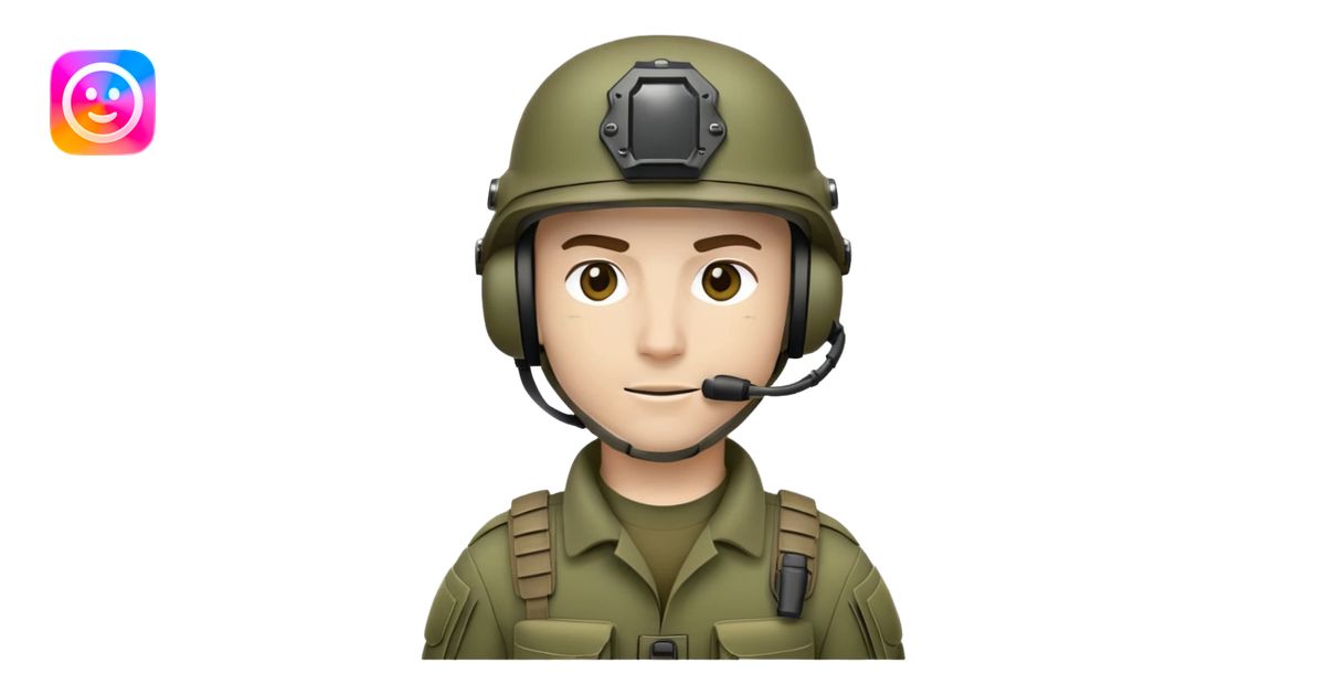 Modern soldier with tactical helmet and headset emoji | AI Emoji Generator