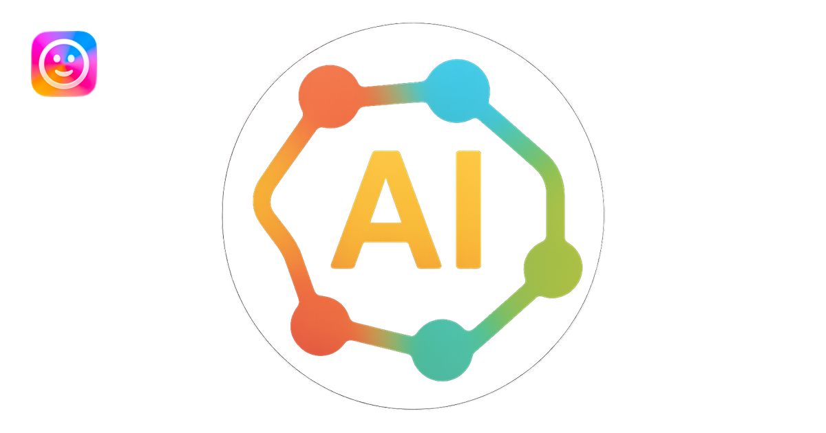 AI logo for social media, abstract neural network, circular badge ...