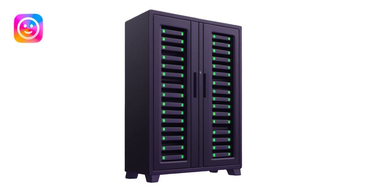 modern server rack with glowing lights emoji | AI Emoji Generator