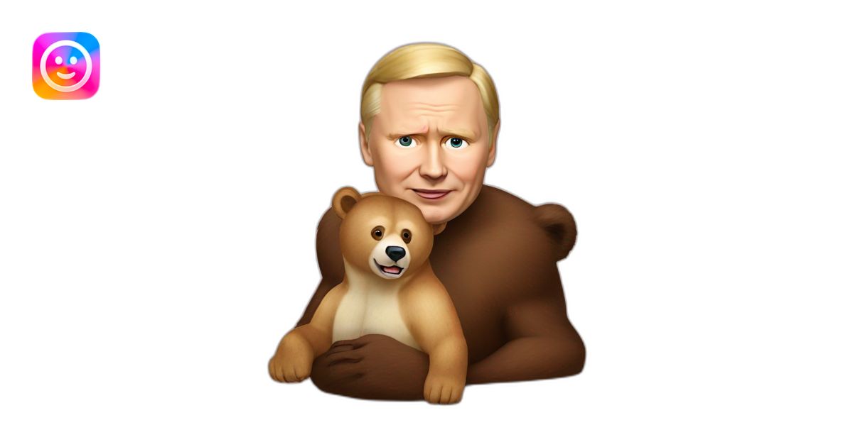 Vladimir Poutine on a bear emoji | AI Emoji Generator