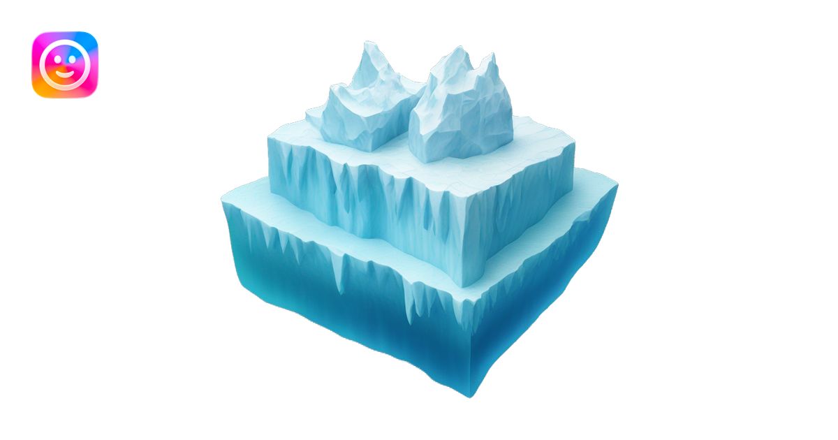 iceberg with four layers (3 underwater) where the top layer is smaller ...