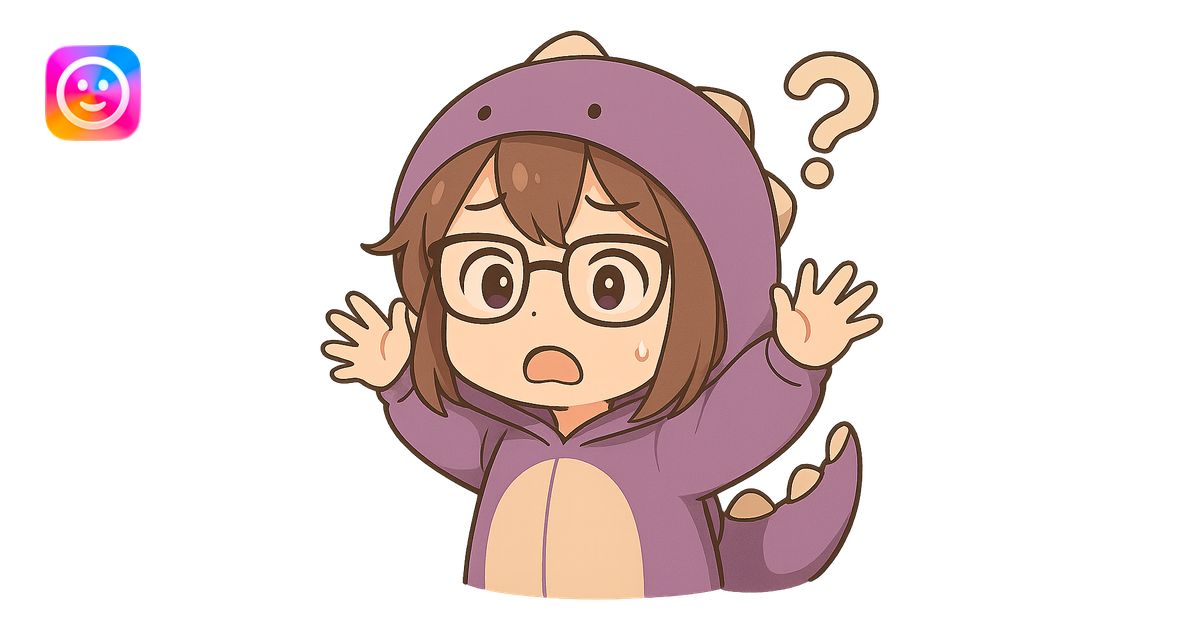 Chibi anime style gamer girl with glasses, brown hair, dark purple eyes ...