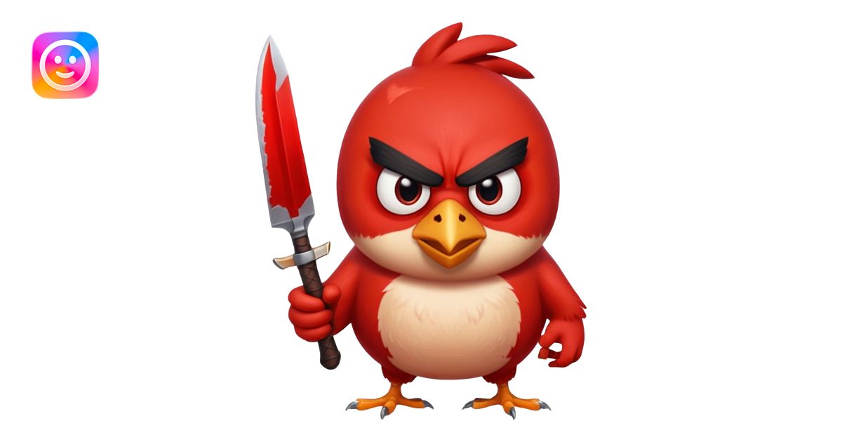 the killer angry bird red with knifes emoji | AI Emoji Generator