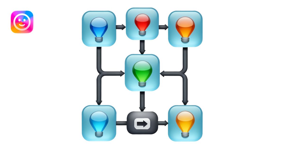 A simple flowchart made of glass emoji | AI Emoji Generator