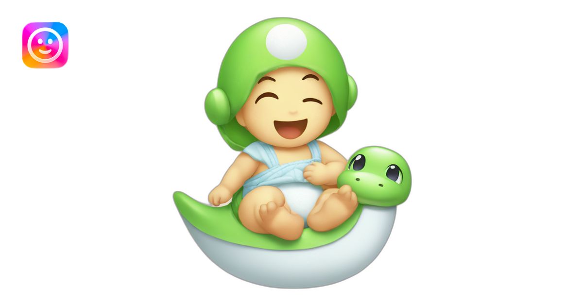 baby yoshi with pamper emoji | AI Emoji Generator