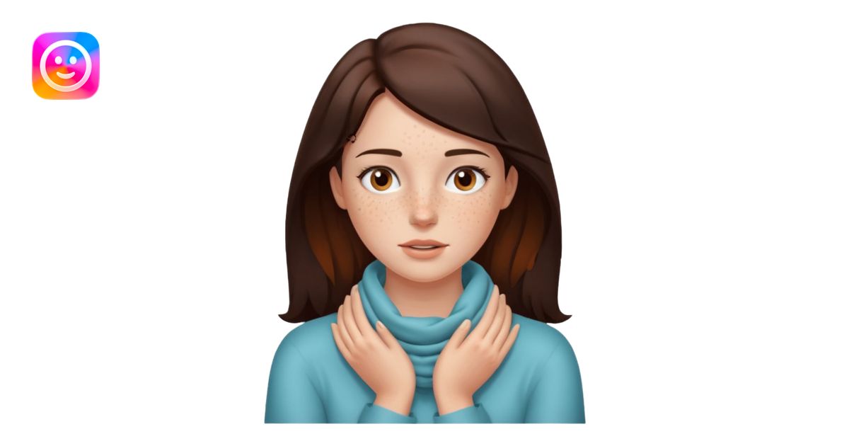 a brunette woman with two hands wrapped around her neck emoji | AI ...