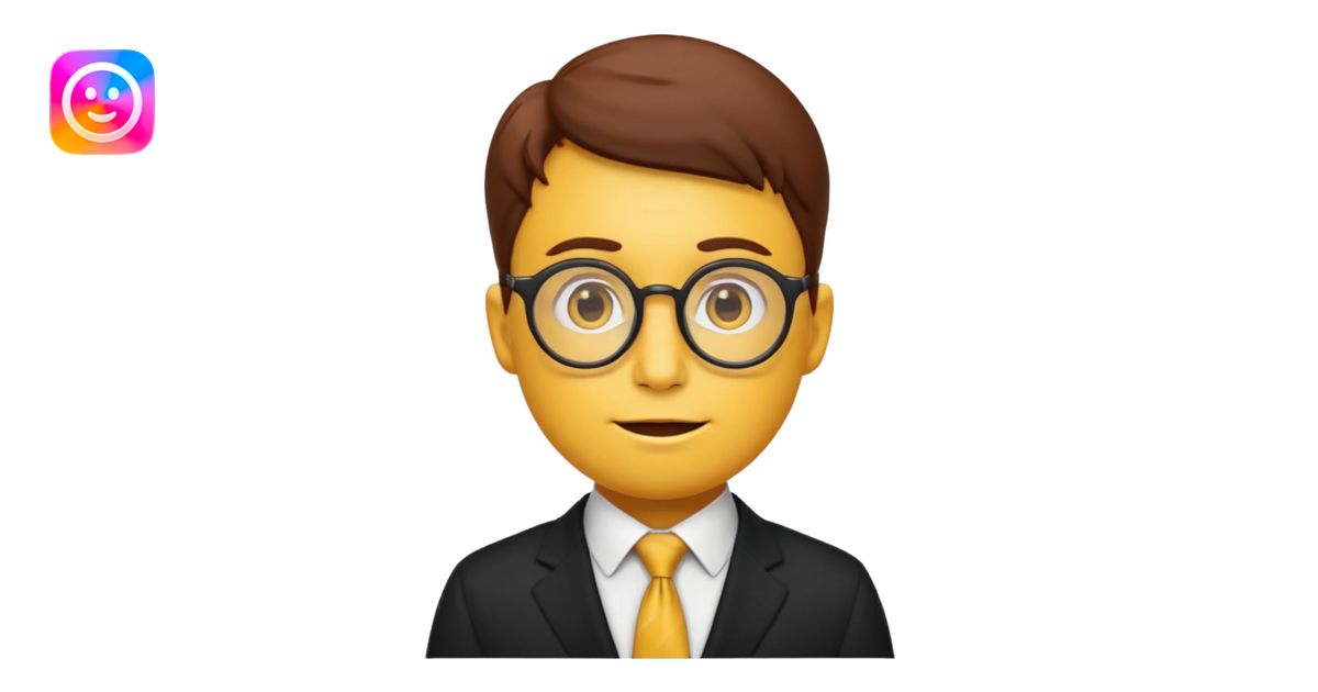emoji character with the classic nerd emoji head (yellow round face ...