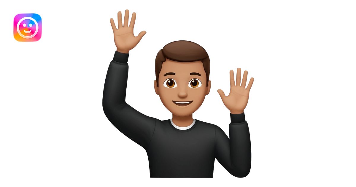 Hands up man meme emoji | AI Emoji Generator