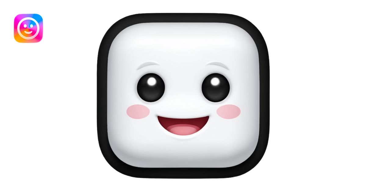 Créer un emoji en forme de marshmalow avec un sourire et des crois a la ...