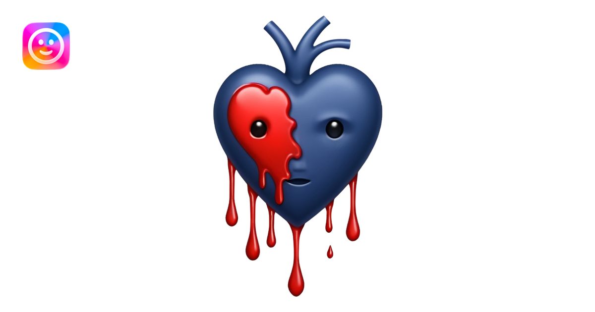 Bleeding navy blue heart with no face emoji | AI Emoji Generator