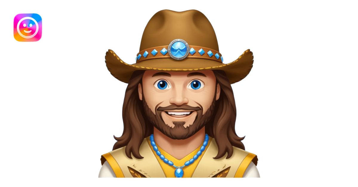 Randy Macho Man Savage with blue eyes, long brown hair emoji | AI Emoji ...