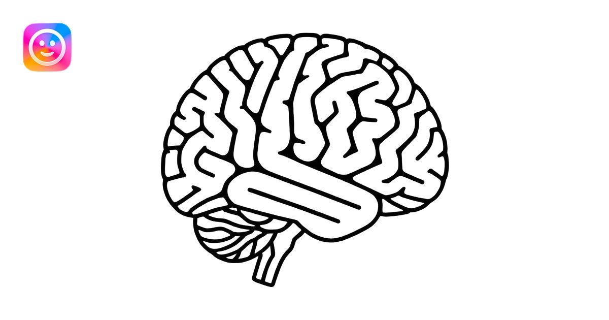 Super minimal brain icon, outline style, YouTube play triangle subtly ...