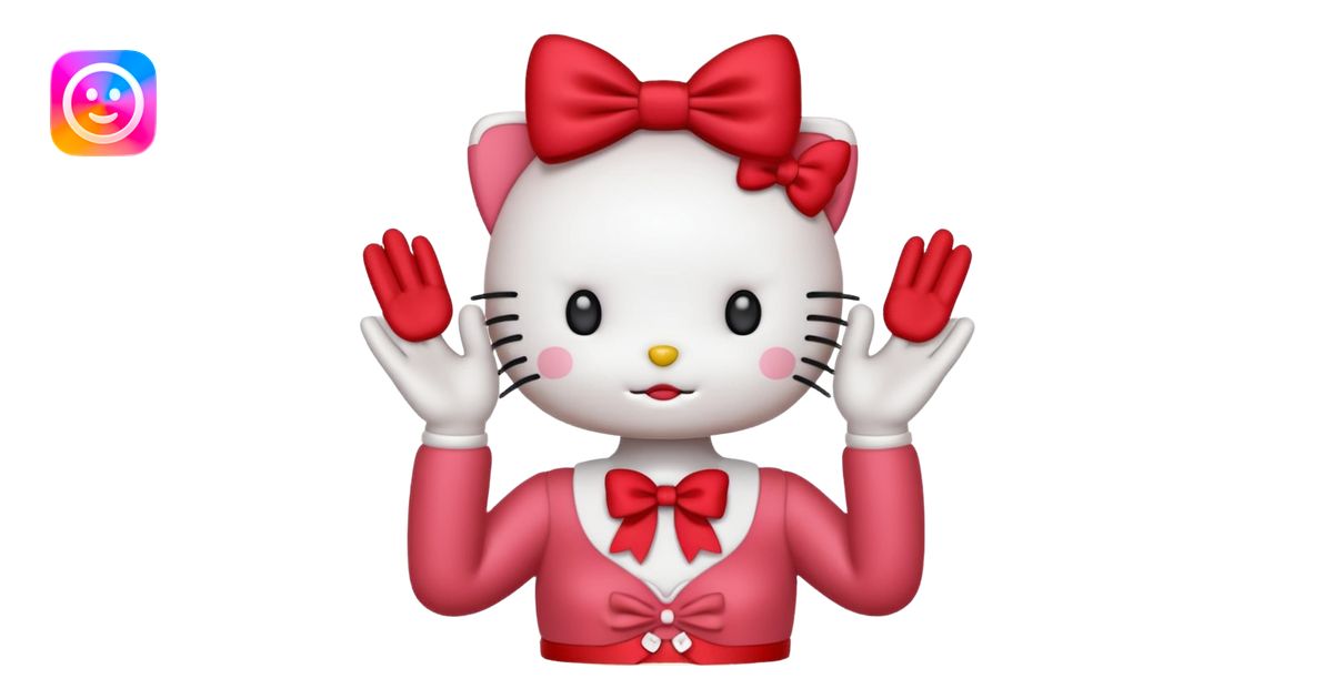 hello kitty holding up 67 with both hands emoji | AI Emoji Generator