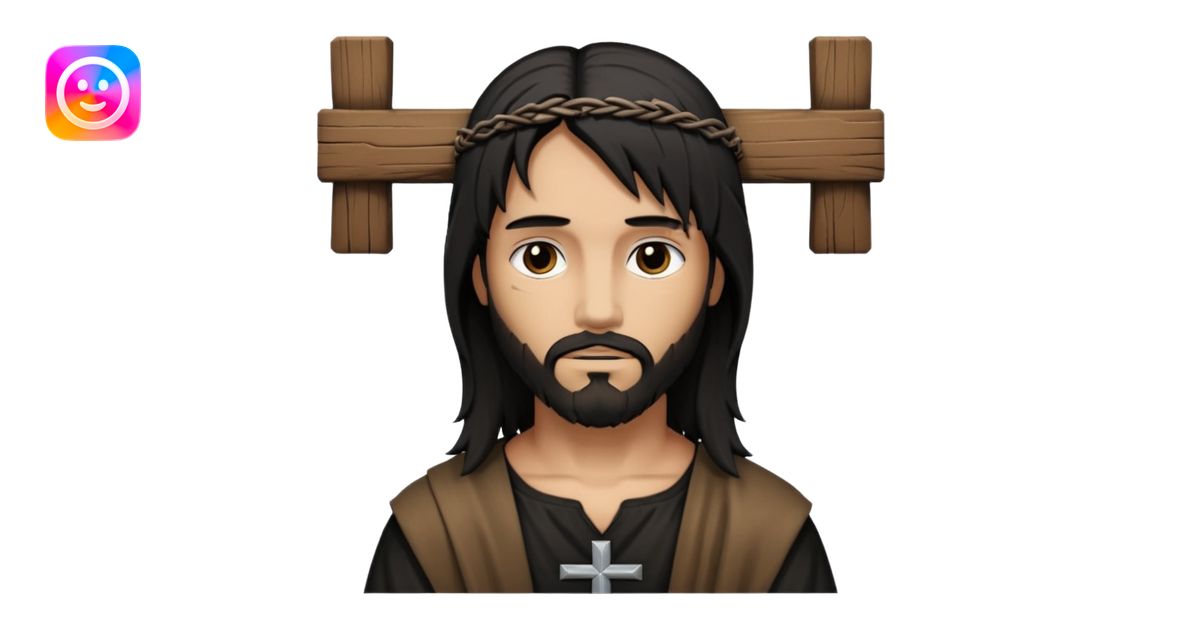 jesus-body-on-the-cross, with black edgy Emo hair emoji | AI Emoji ...