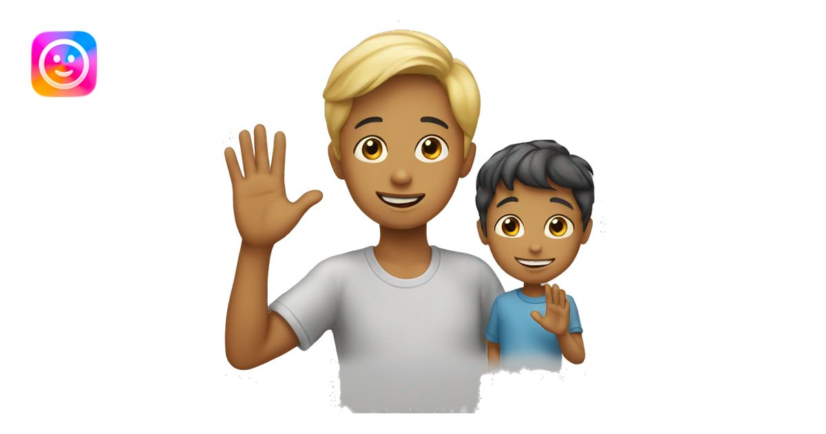 boy waving bye to his mother emoji | AI Emoji Generator