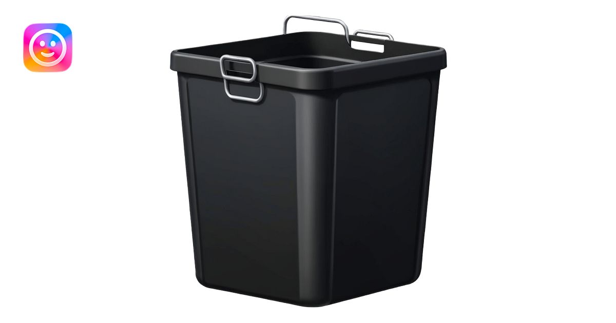 Black square trash can with opened lid emoji | AI Emoji Generator