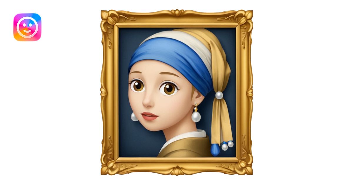 Girl with a Pearl Earring painting with frames emoji | AI Emoji Generator