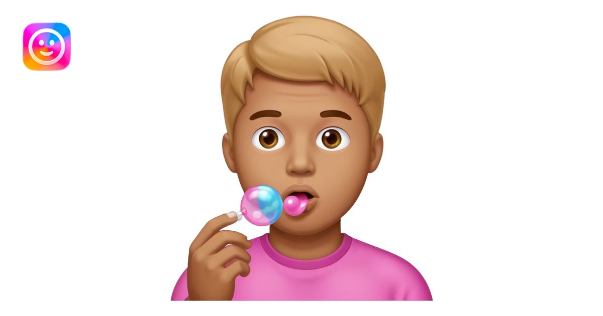 the guy is making a buuble of a chewing gum emoji | AI Emoji Generator