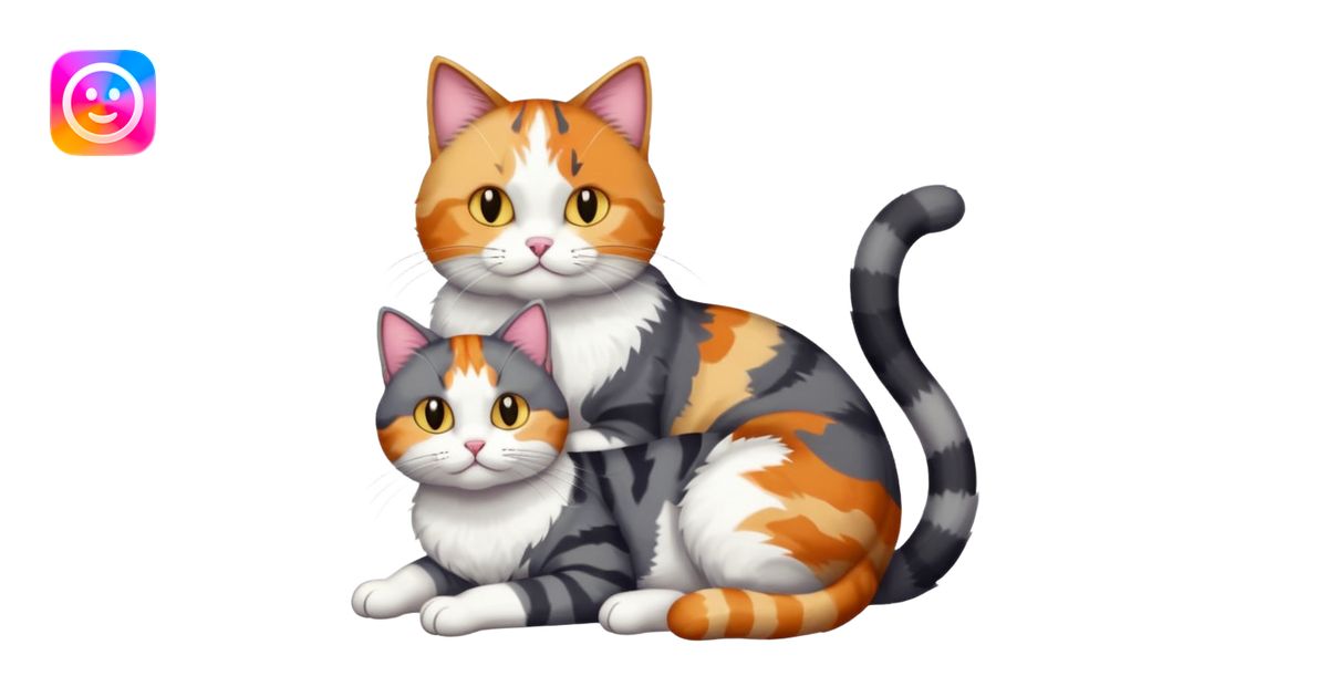 full body colourful light patched calico + white tabby cat cuddling a ...