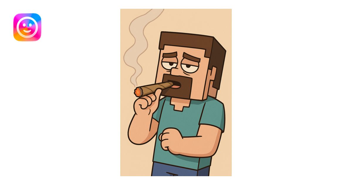 minecraft steve character holding and smoking a blunt, cartoon style ...