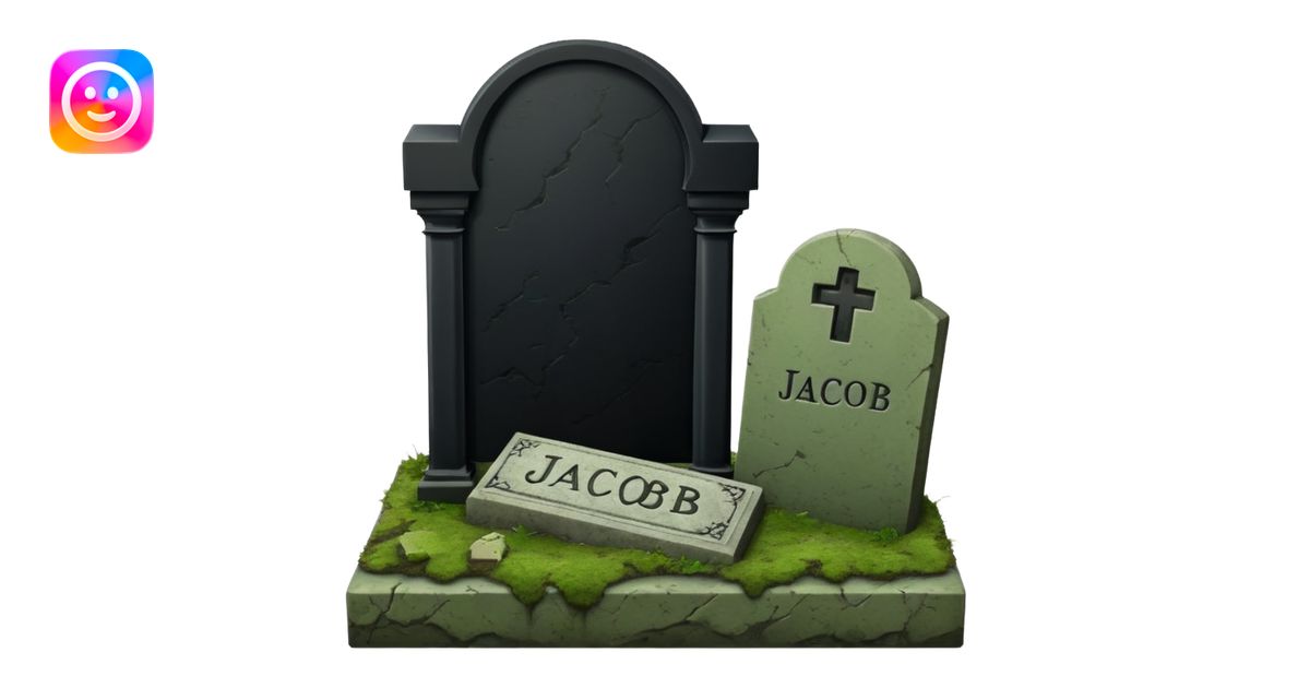 grave with name Jacob with phone and ;stop on it emoji | AI Emoji Generator