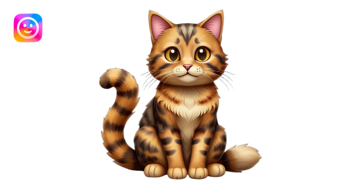 cinematic-[tortoiseshell tabby cat]-realistic-full-body-sitting-emoji ...