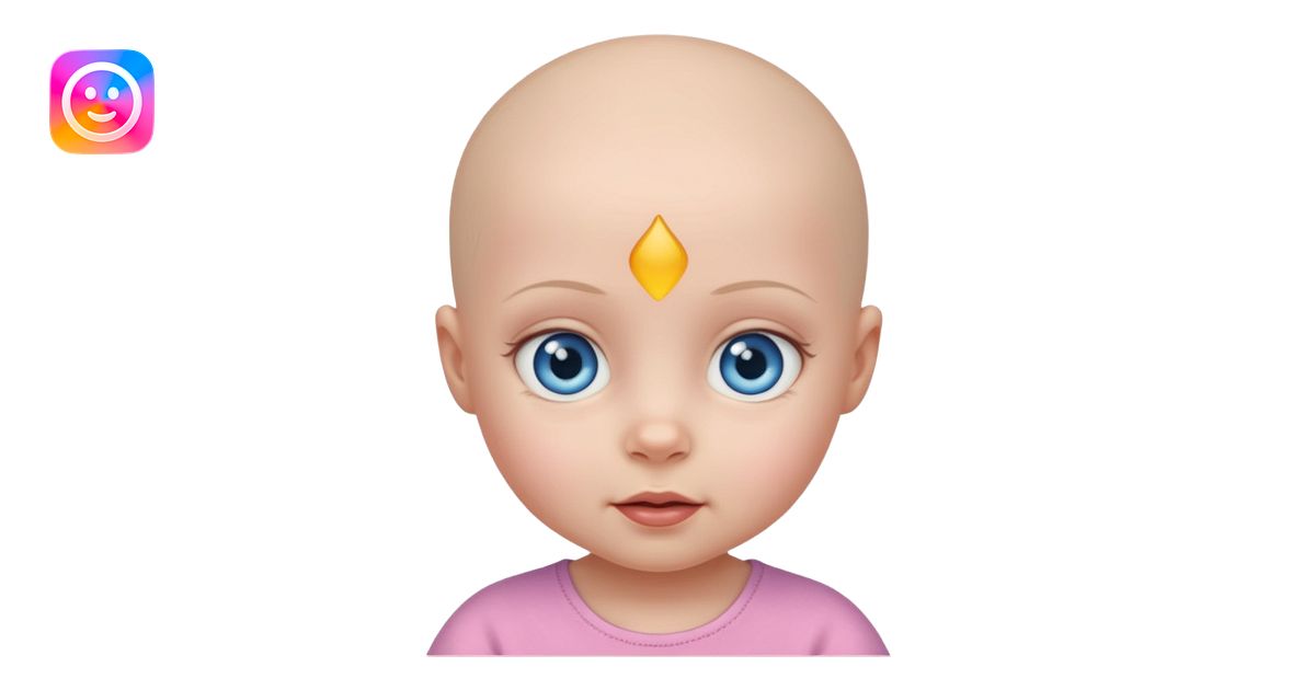 tiny baby girl with blue eyes no hair emoji | AI Emoji Generator