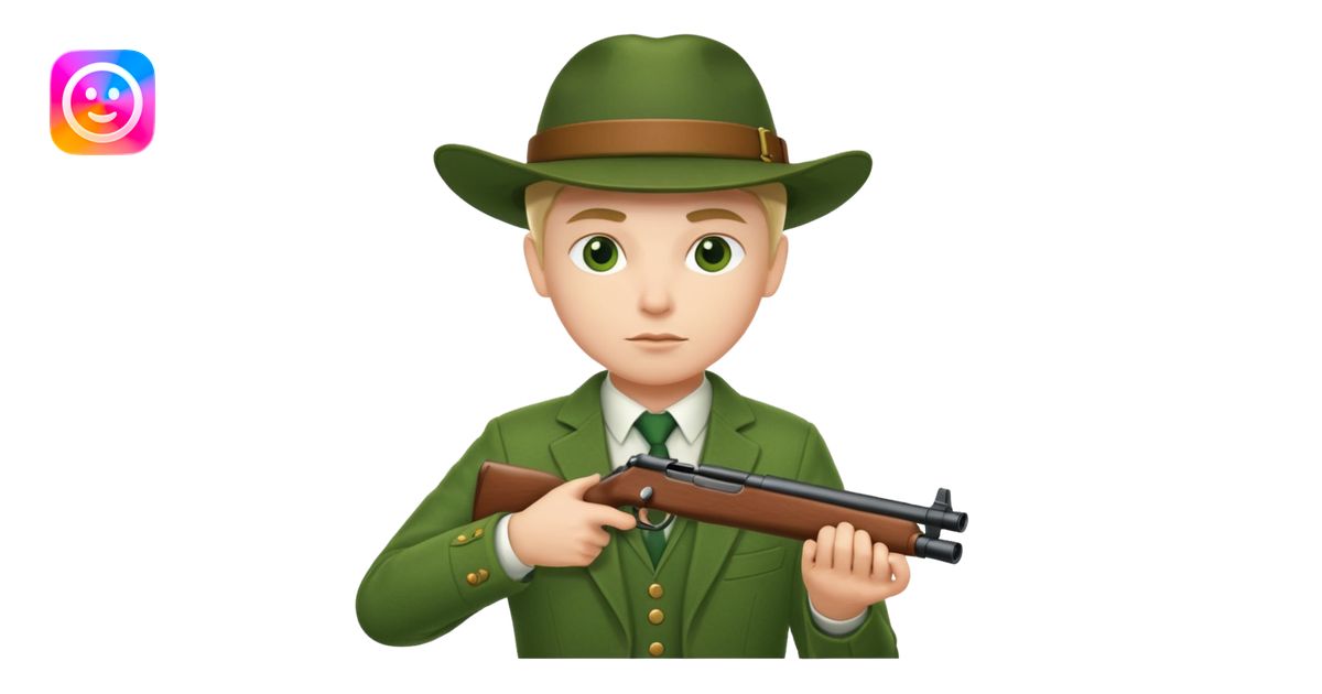 hunter in green traditional suit, aiming with a rifle emoji | AI Emoji ...