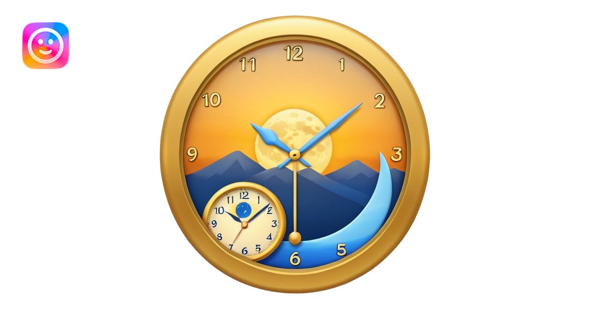 can you make me a clock emoji with the left side being a sunrise and ...