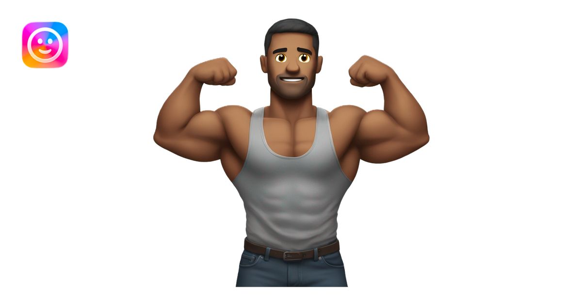 muscular man flexing his arms emoji | AI Emoji Generator