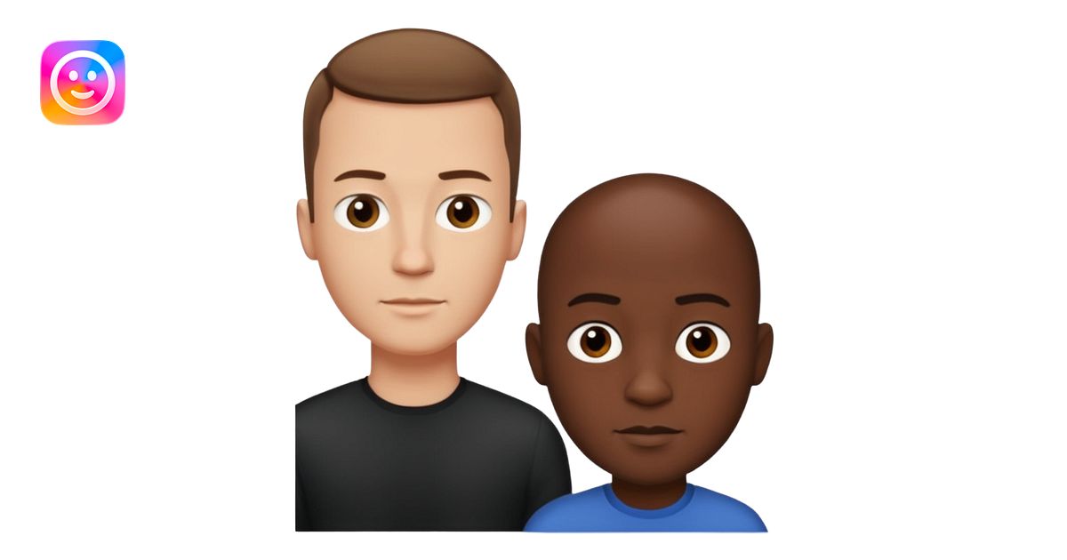 Tall white guy with tiny black guy emoji | AI Emoji Generator