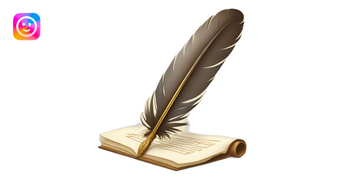 a feather quill and an open SCROLL emoji | AI Emoji Generator