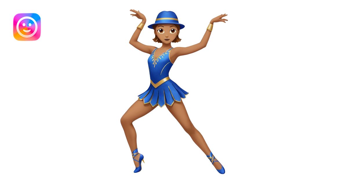blue jazz style dance costume on light brown hair full body emoji | AI ...