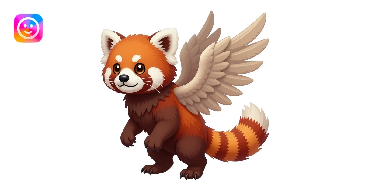 Red panda-gryphon-griffin-GriffSnuff-animal-hybrid-creature emoji | AI ...