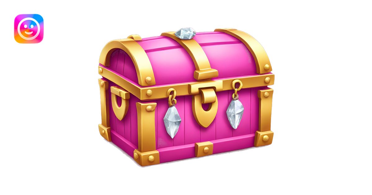 Pink treasure chest with diamonds emoji | AI Emoji Generator