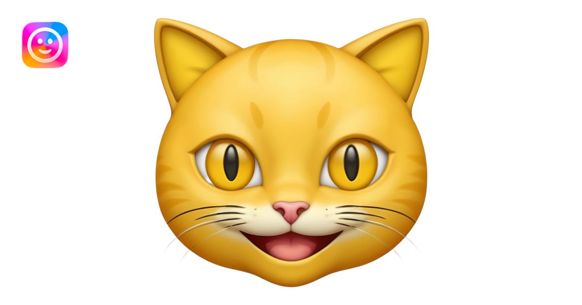 Yellow emoji with vertical slit cat eyes, huge creepy grin from ear to ...