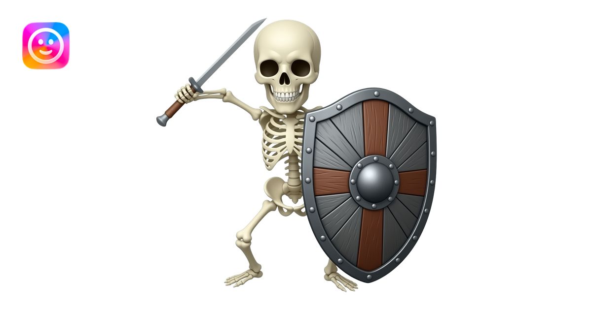a skeleton banging a shield emoji | AI Emoji Generator