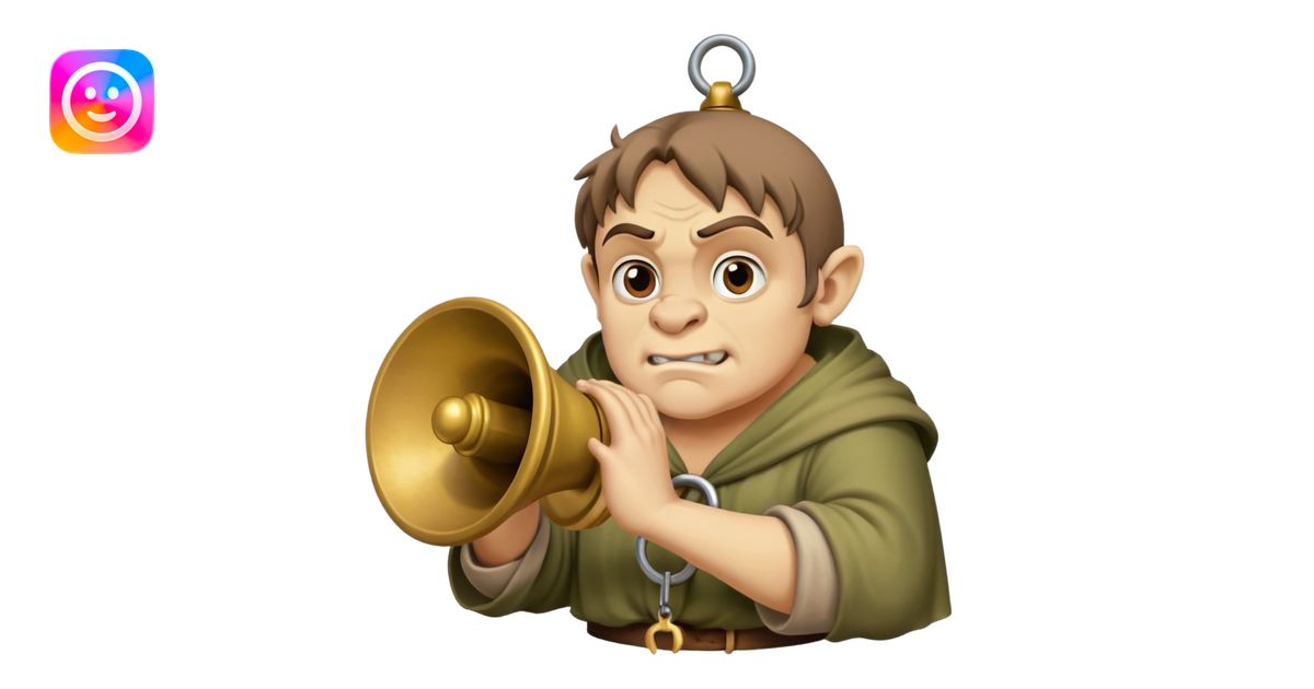 Quasimodo the hunchback of Notre Dame with bell emoji | AI Emoji Generator