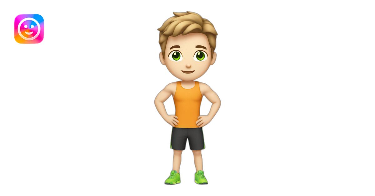 Fitness boy, whole body, white skin, light brown hair, green eyes emoji ...